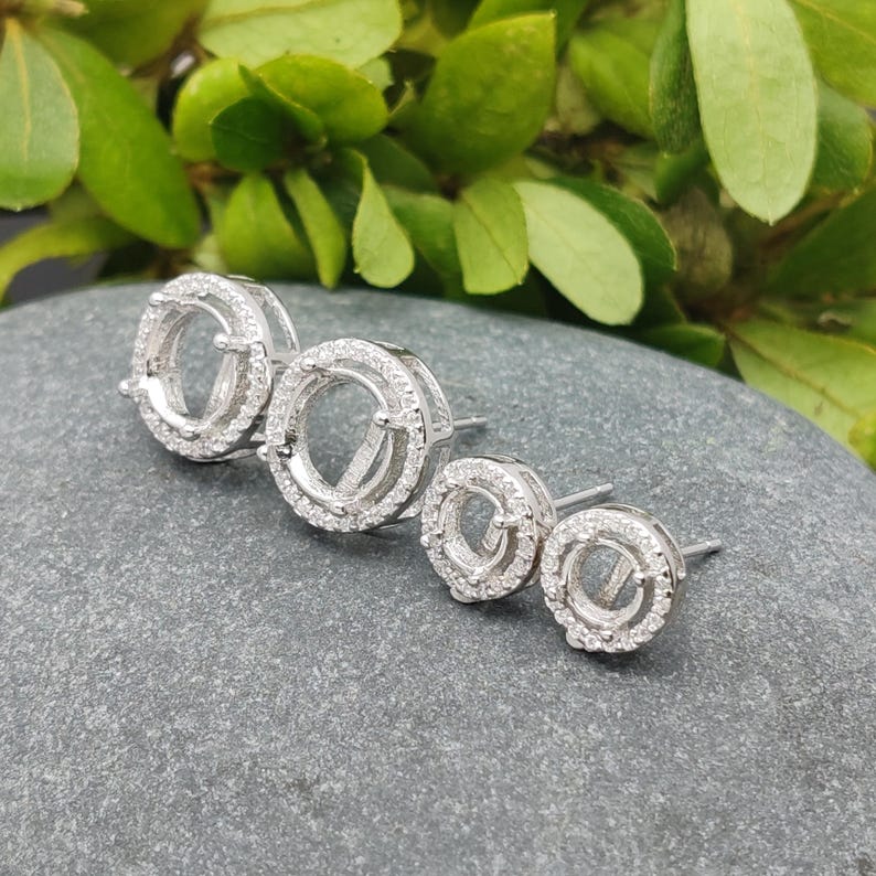 Earring Settings for 3x3mm/4x4mm/5x5mm/6x6mm/7x7mm/8x8mm Round ...