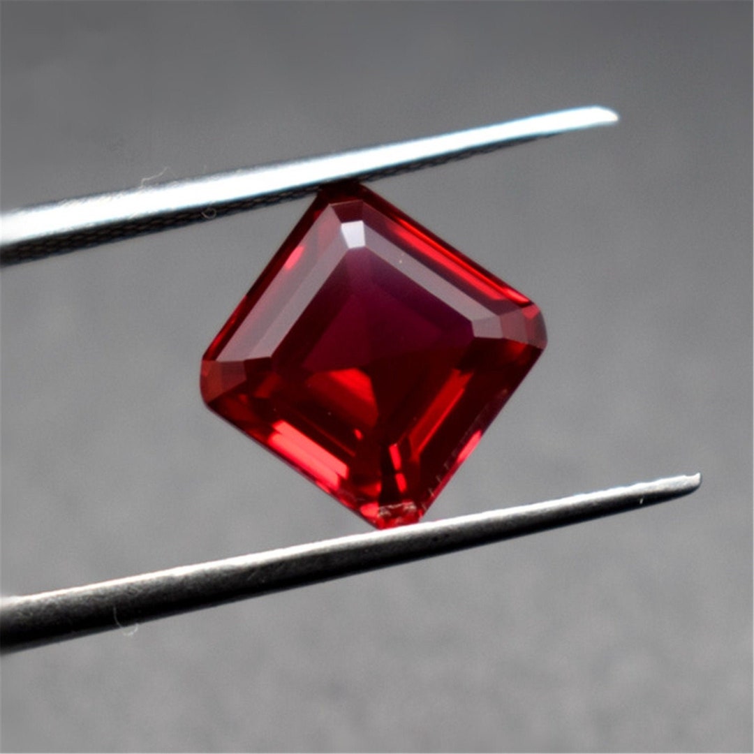 Grade AAA Cutting Ruby Square Faceted Gemstone Square Emerald Cut Dark ...