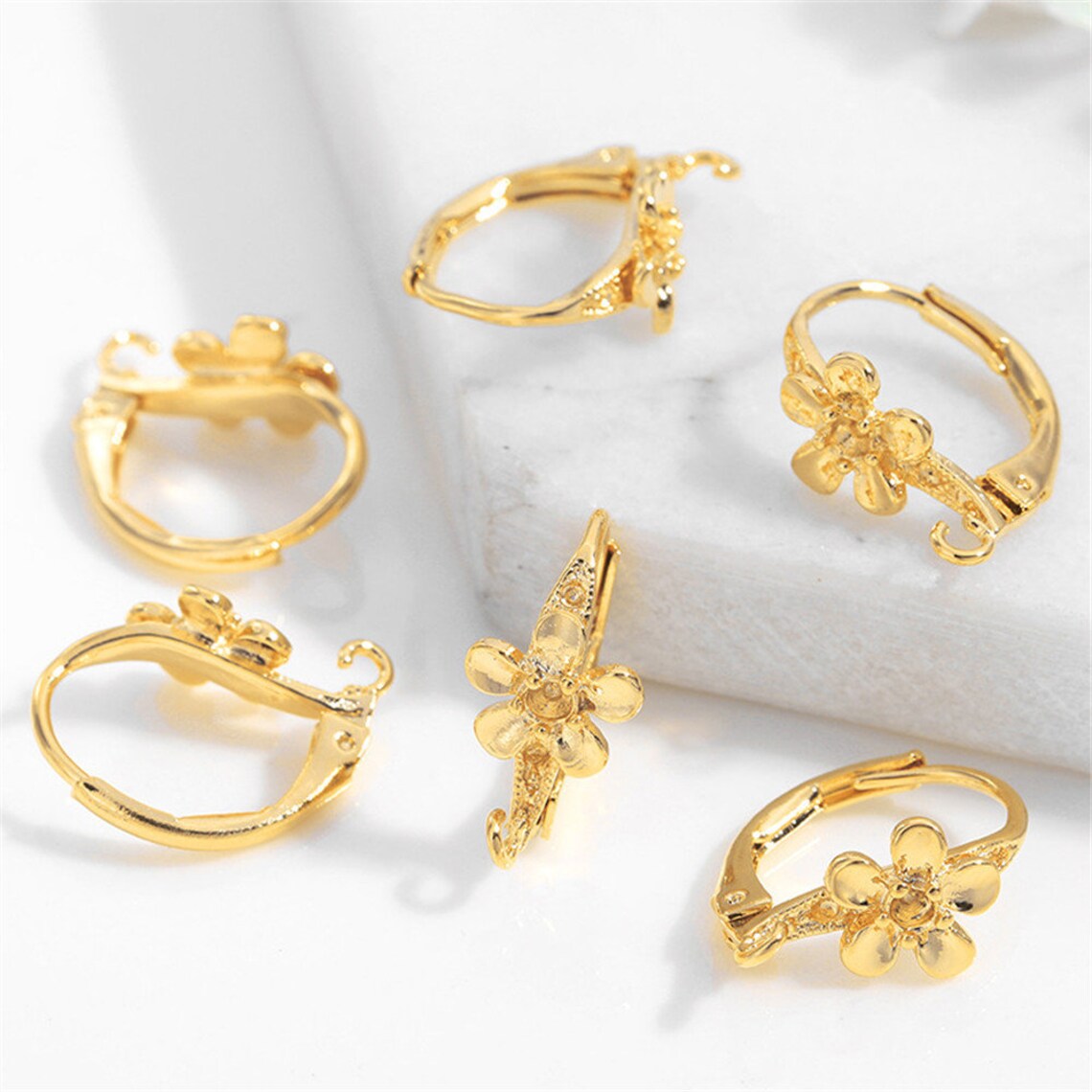 5 Pairs Leverback Earring Findings Earring Hoops Gold Plated | Etsy