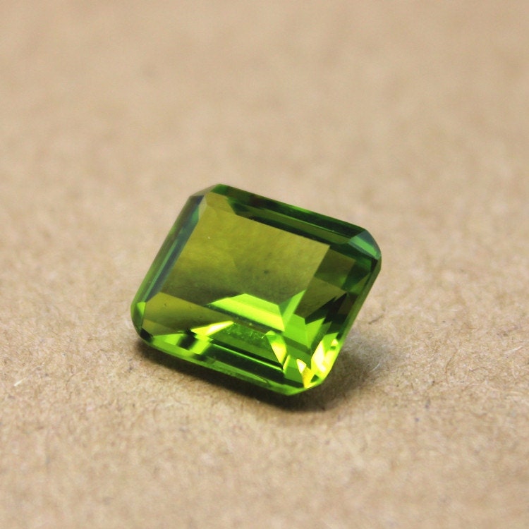 Peridot Rectangle Faceted Gemstone Emerald Cut Peridot Gem - Etsy