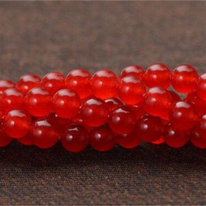 Grade A Natural Red Jade Beads 6mm 8mm 10mm 12mm Smooth Polished Round ...