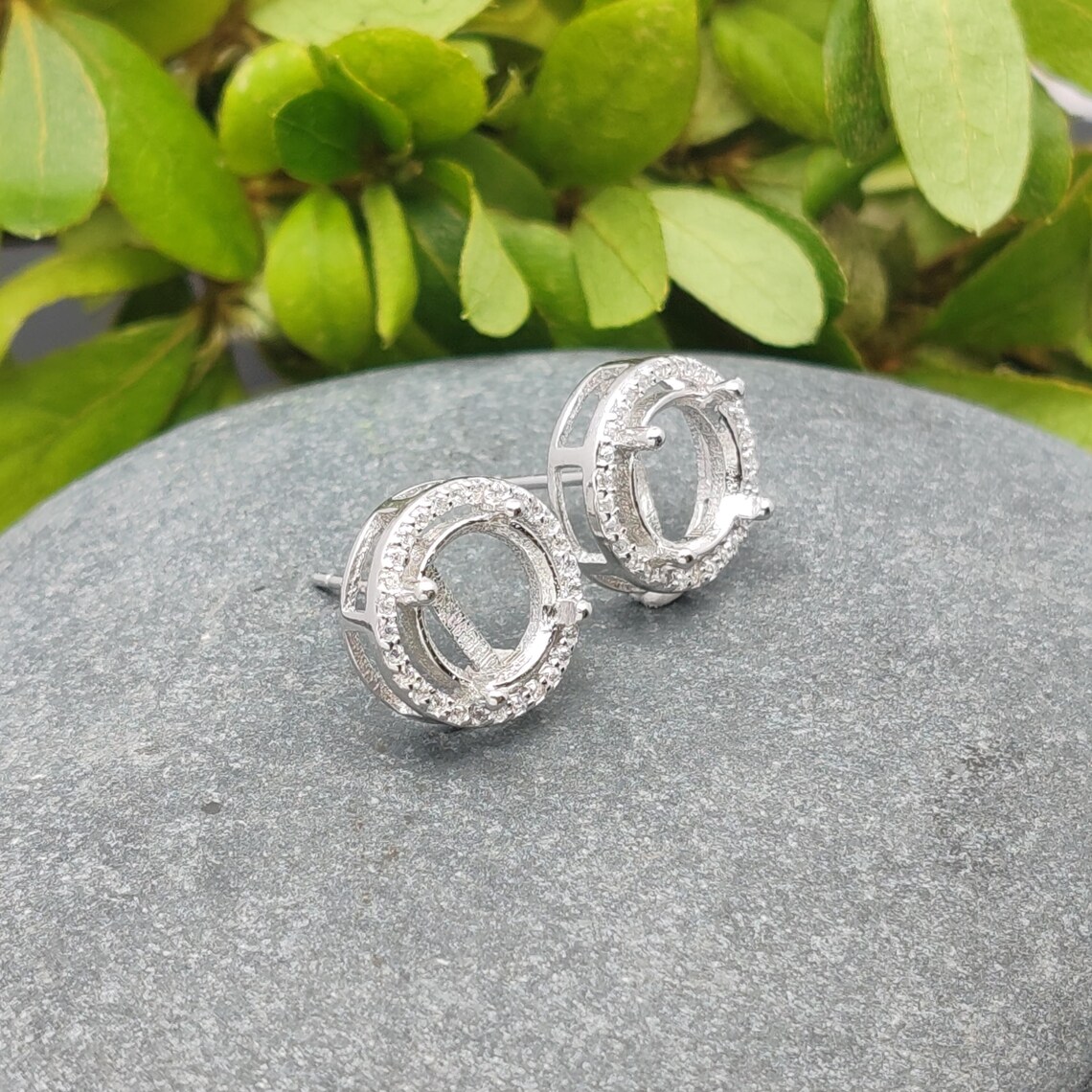 Earring Settings for 3x3mm/4x4mm/5x5mm/6x6mm/7x7mm/8x8mm Round ...