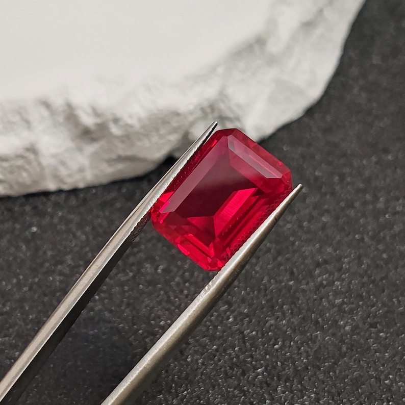 High Quality Ruby Rectangle Faceted Gemstone Emerald Cut Ruby Gem ...
