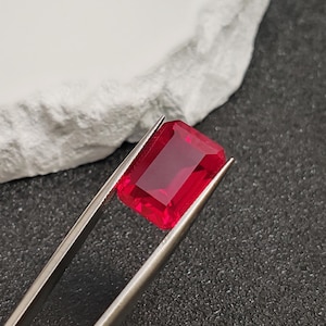 High Quality Ruby Rectangle Faceted Gemstone Emerald Cut Ruby Gem ...
