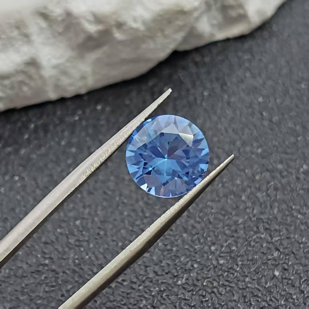Light Blue Spinel Round Faceted Gemstone Brilliant Cut Blue Spinel Gem ...