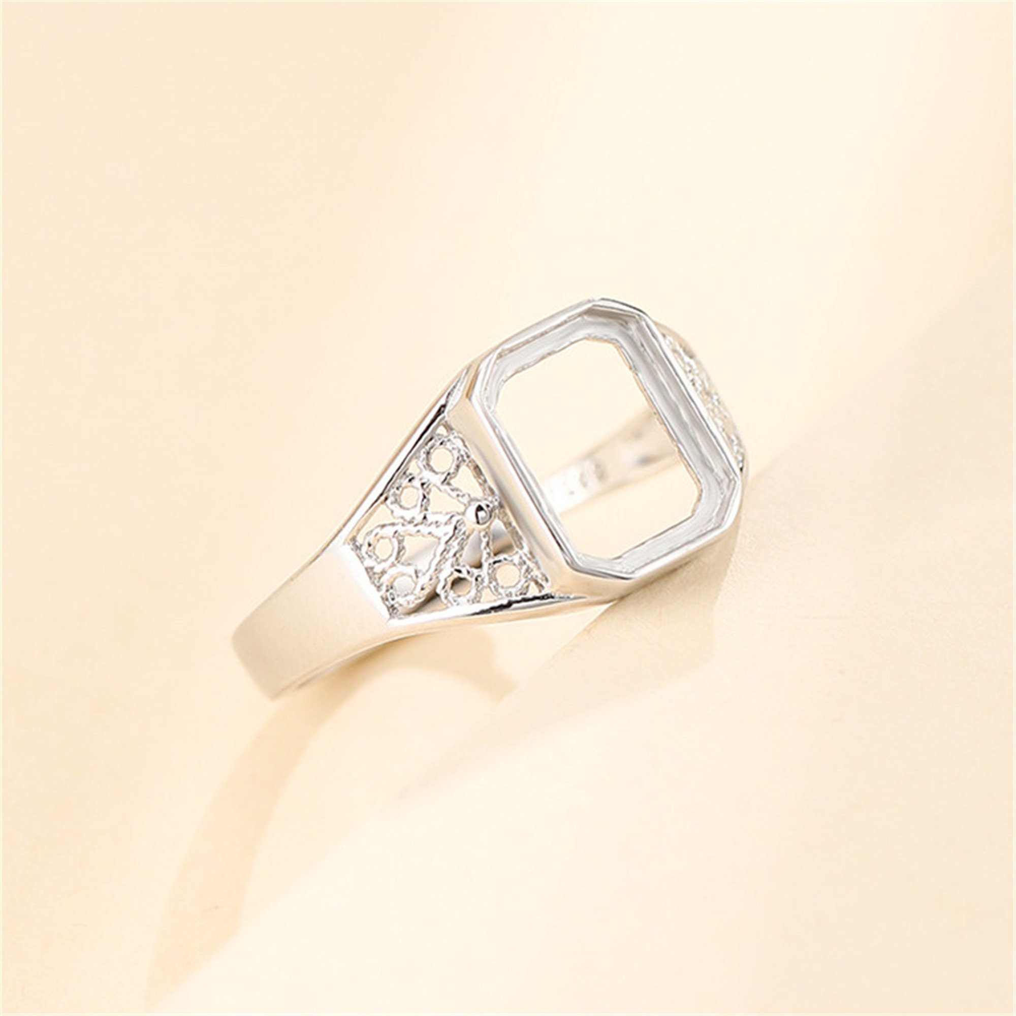 Ring Base for 8x10mm Rectangle Cabochons Ring Setting White | Etsy