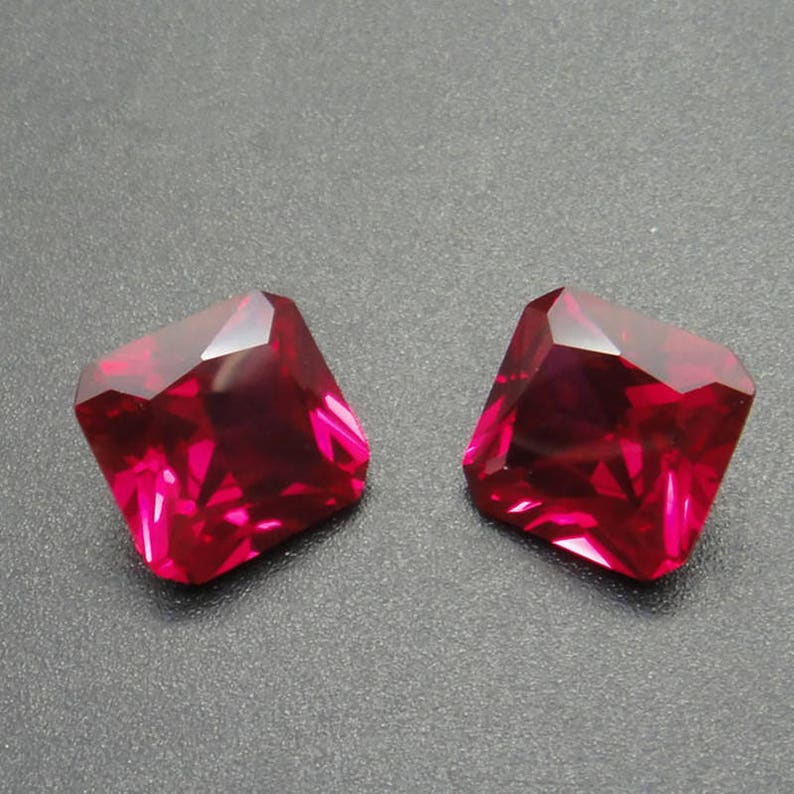 Ruby Square Faceted Gemstone Radiant Cut Ruby Gem Multiple - Etsy
