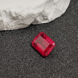 High Quality Ruby Rectangle Faceted Gemstone Emerald Cut Ruby Gem Multiple Sizes to Choose C36R ...