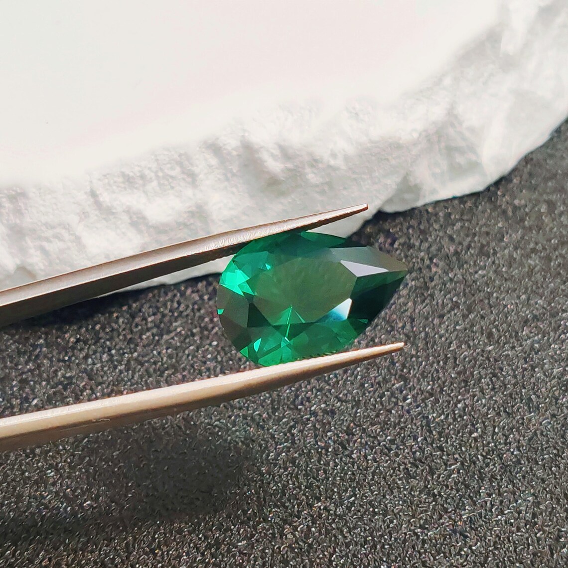 Emerald Pear Shaped Faceted Gemstone Teardrop Cut Emerald Gem Rich ...