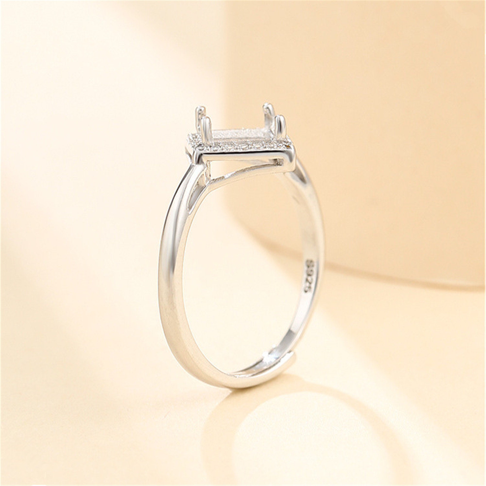 Ring Setting for 5.5x5.5mm Square Cabochons Ring Base White | Etsy