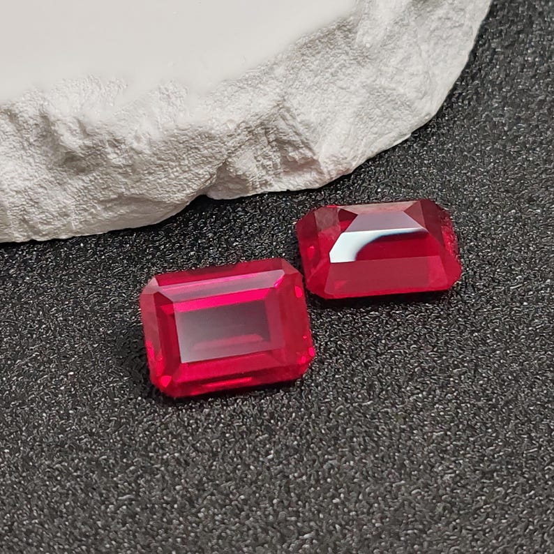 High Quality Ruby Rectangle Faceted Gemstone Emerald Cut Ruby Gem ...