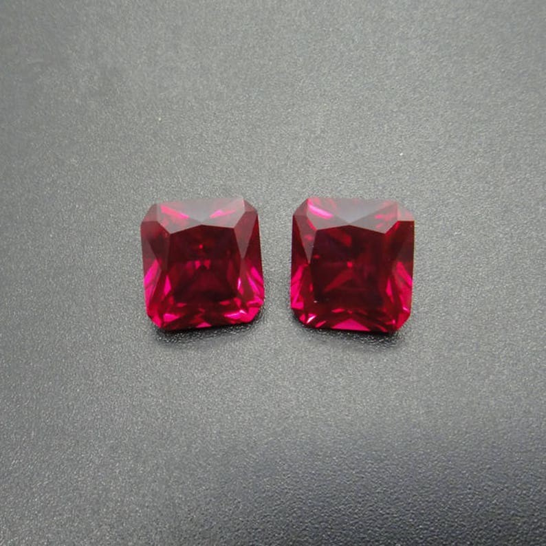 Ruby Square Faceted Gemstone Radiant Cut Ruby Gem Multiple - Etsy