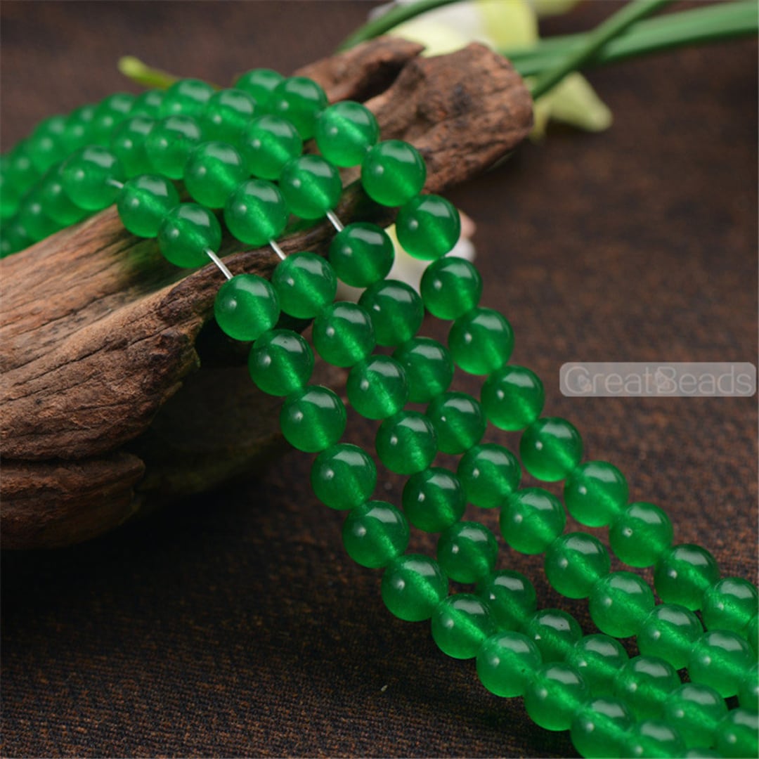 Grade A Natural Green Jade Beads 6mm 8mm 10mm 12mm Smooth Polished ...