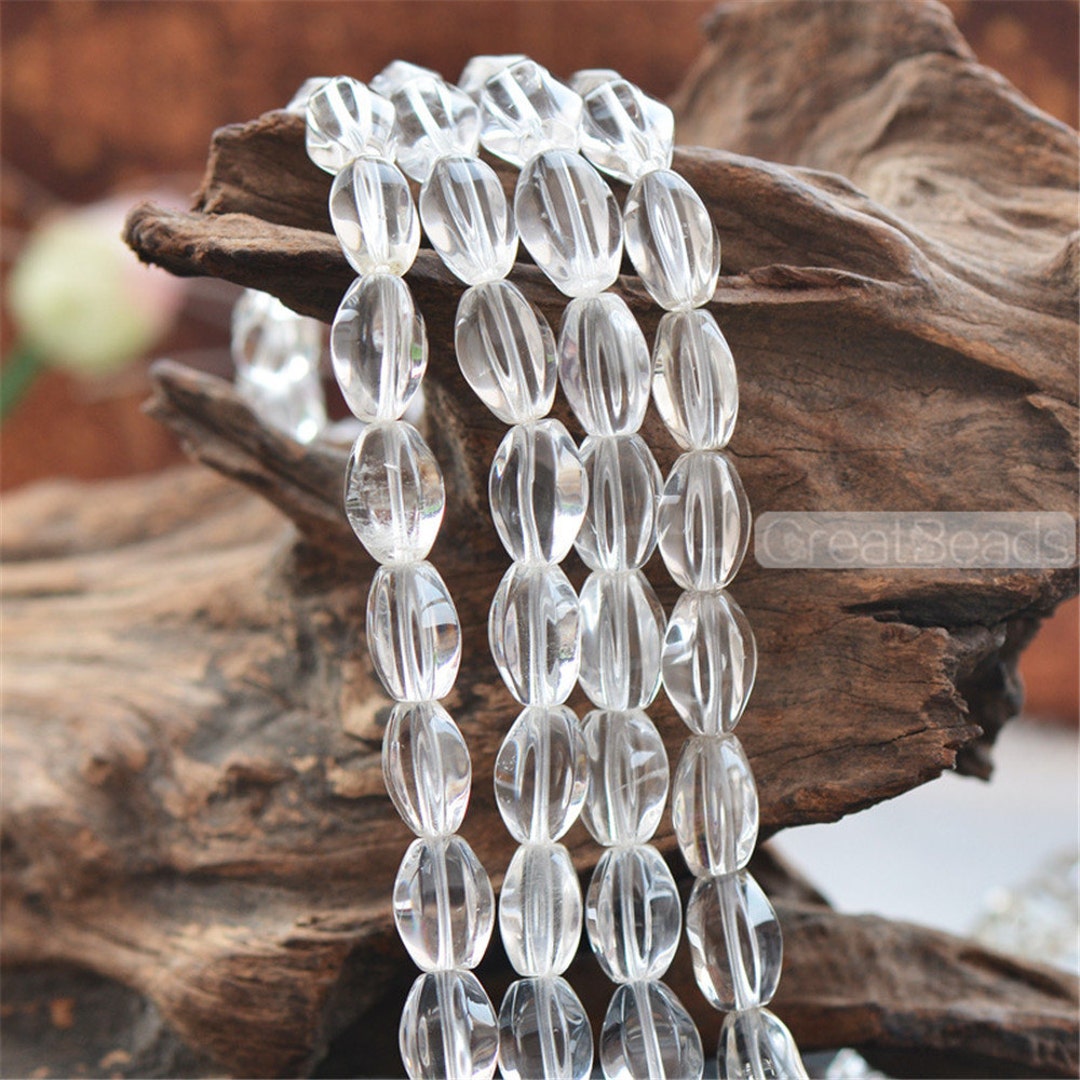 Grade AA Natural Clear Quartz Rice Shape Beads With Irregular Facets ...