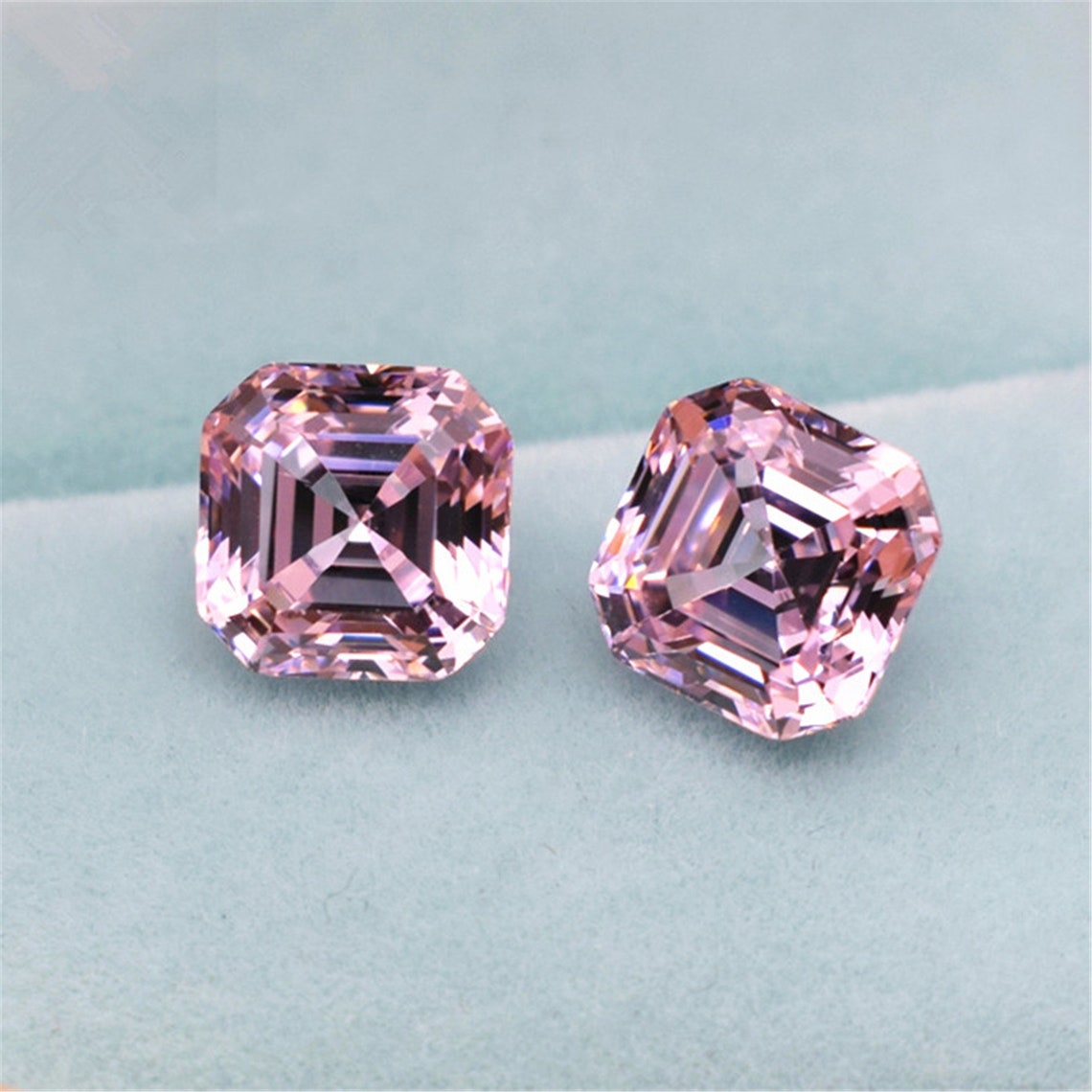 Grade AAA Light Pink Cubic Zirconia Square Faceted Gemstone - Etsy