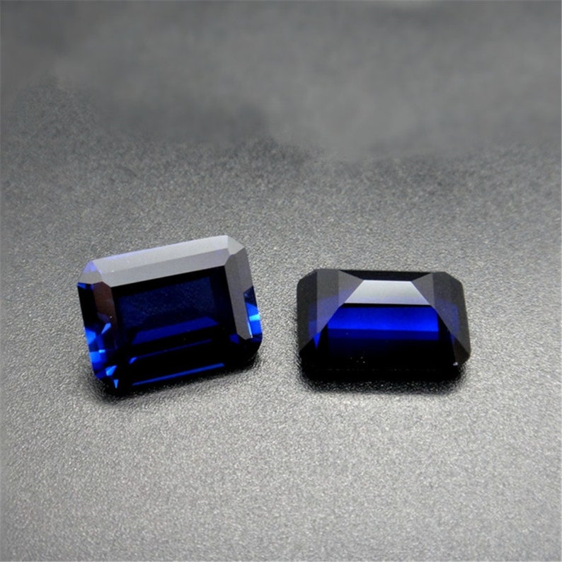 Sapphire Rectangle Faceted Gemstone Emerald Cut Sapphire Gem | Etsy