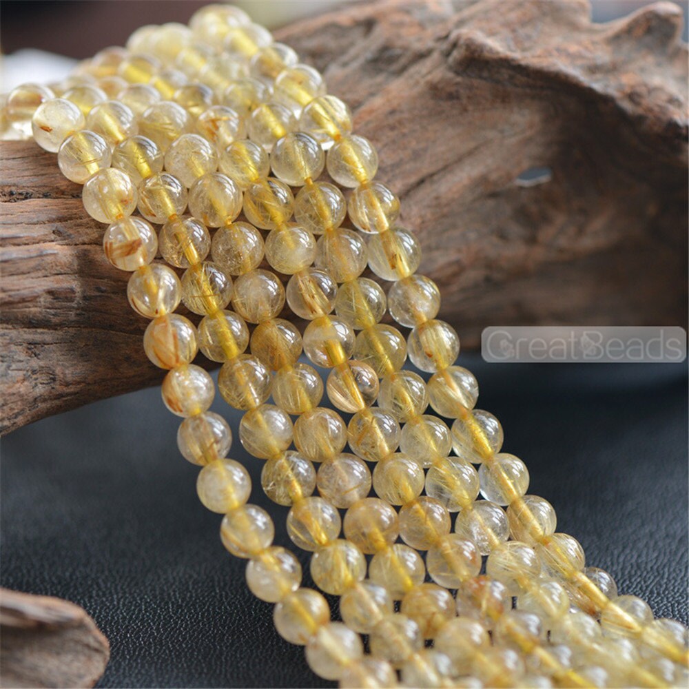 Grade A Natural Gold Rutilated Quartz Beads NOT Dyed 5mm 5.5mm - Etsy