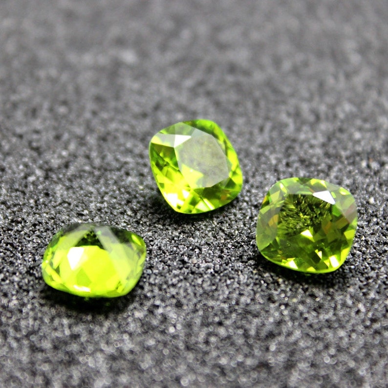 Peridot Square Faceted Gemstone Cushion Cut Peridot Gem - Etsy
