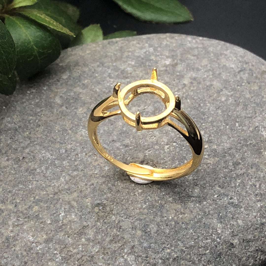 Engaste de anillo ajustable en plata 925 chapada en oro amarillo para ...