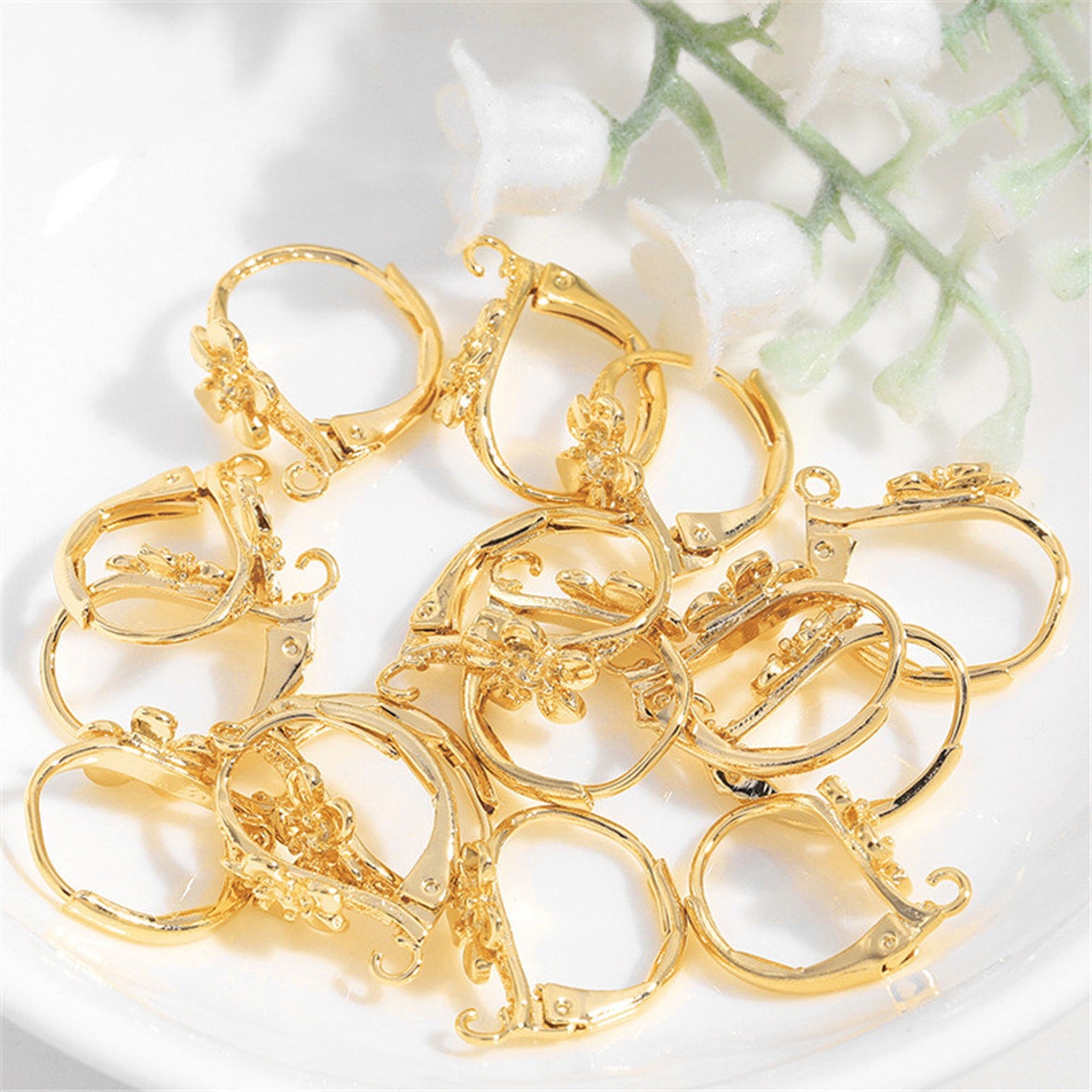 5 Pairs Leverback Earring Findings Earring Hoops Gold Plated | Etsy