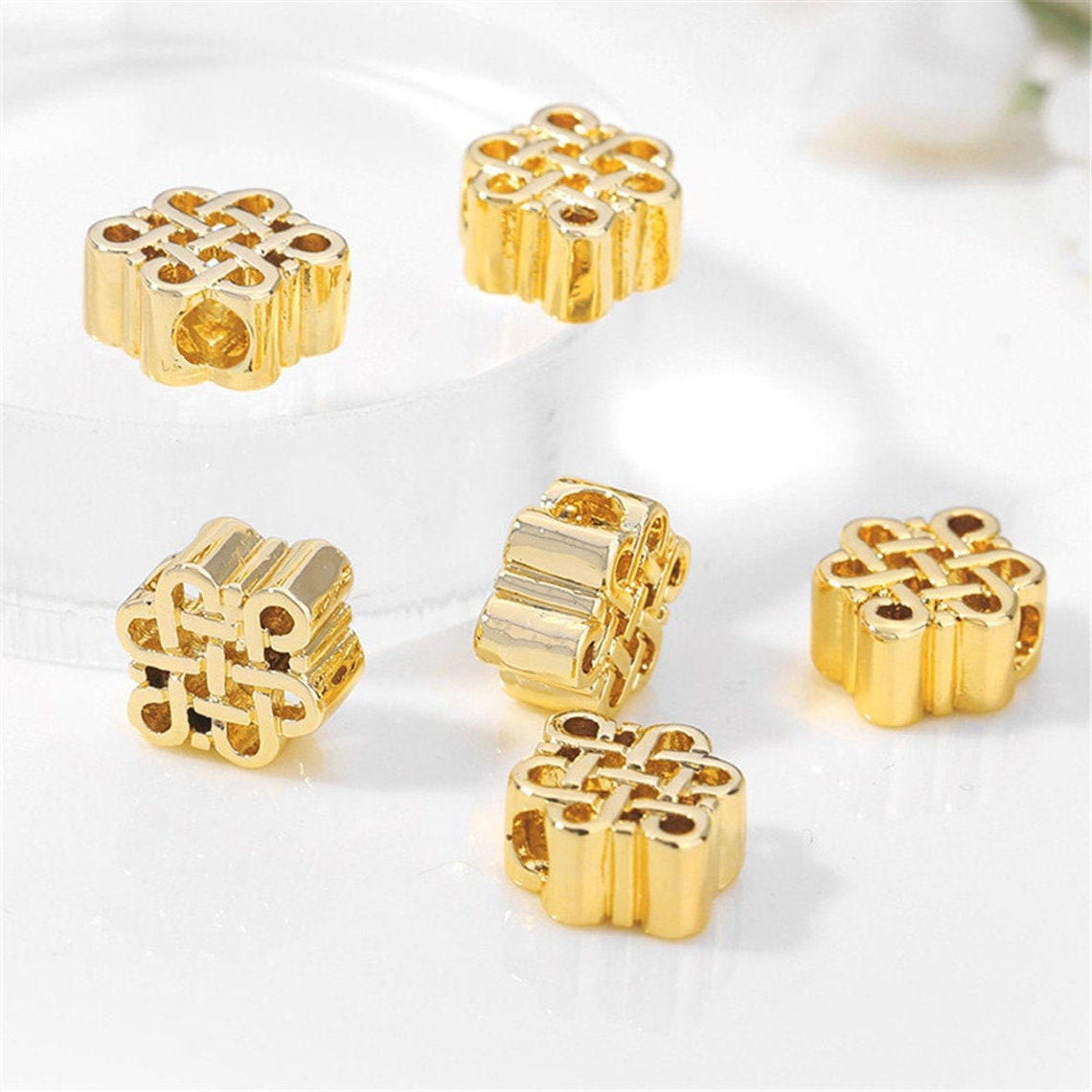 10 Pcs Gold Plated Brass Beads Chinese Knot Spacer Beads - Etsy