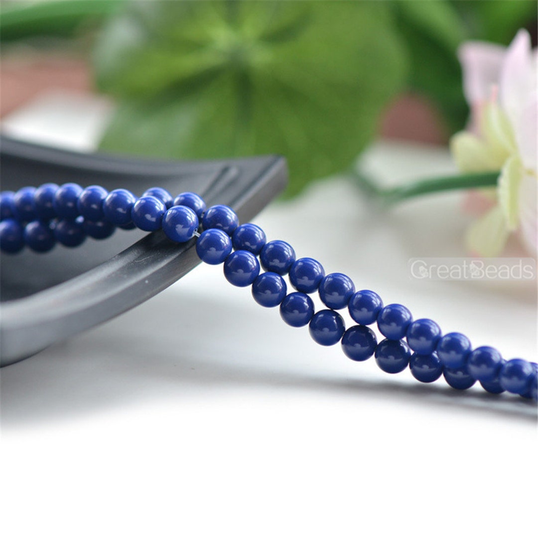 Natural Azurite Beads Pure Royal Blue Beads 4mm-10mm Smooth Polished ...