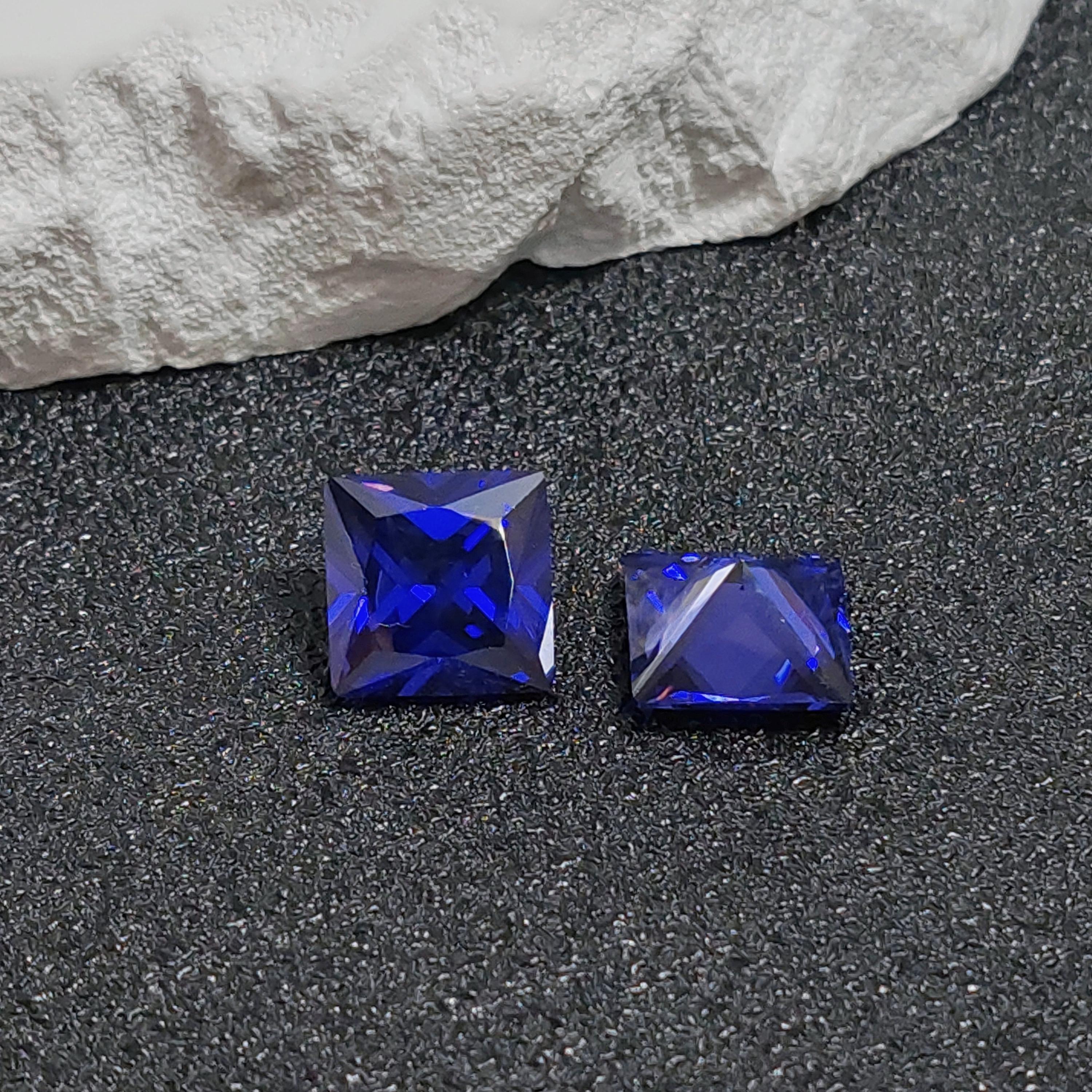 Sapphire Square Faceted Gemstone Princess Cut Sapphire Gem Multiple ...