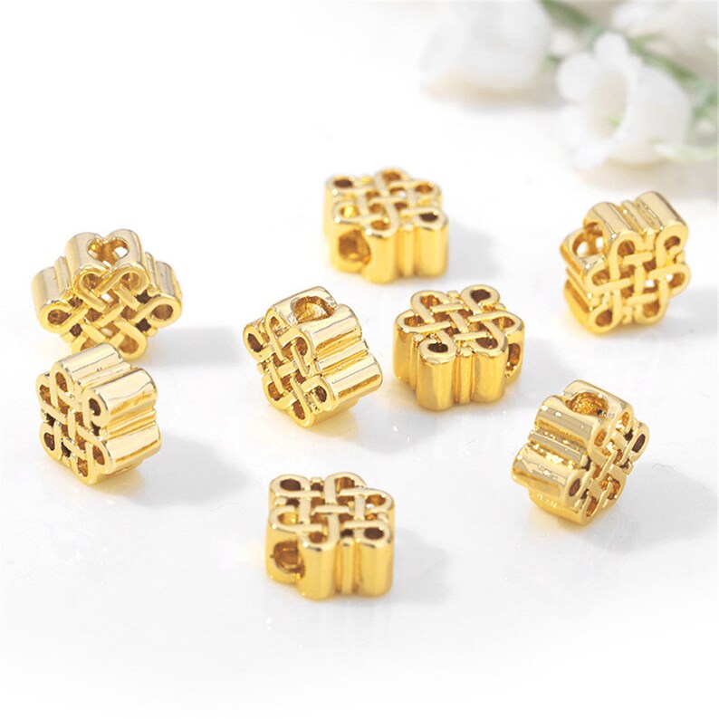 10 Pcs Gold Plated Brass Beads Chinese Knot Spacer Beads - Etsy