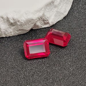 High Quality Ruby Rectangle Faceted Gemstone Emerald Cut Ruby Gem Multiple Sizes to Choose C36R ...