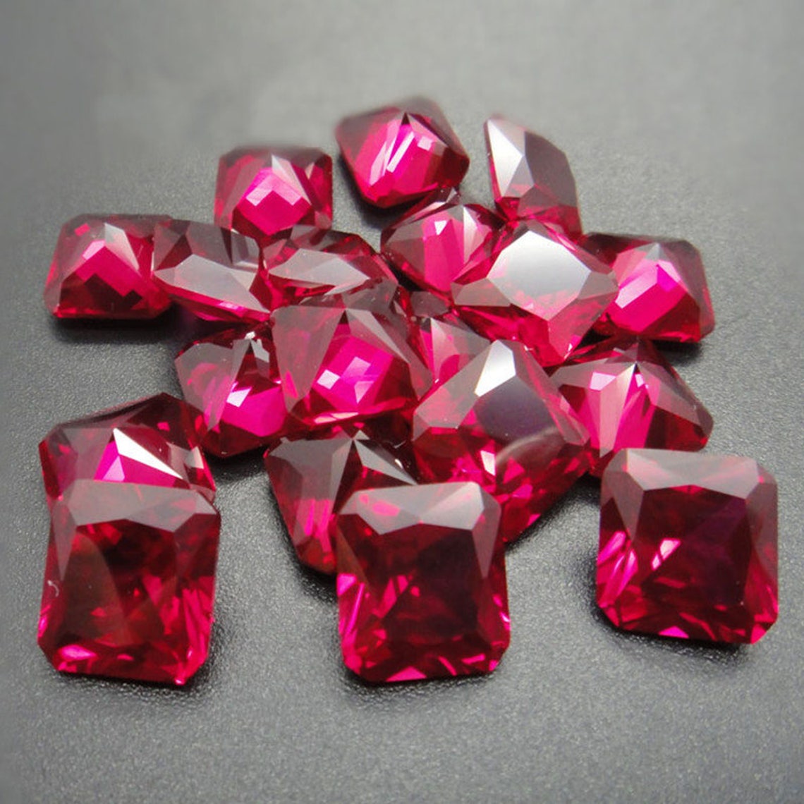 Ruby Square Faceted Gemstone Radiant Cut Ruby Gem Multiple - Etsy