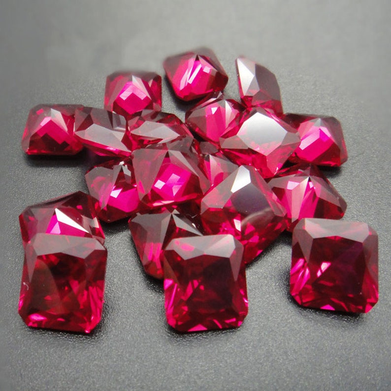 Ruby Square Faceted Gemstone Radiant Cut Ruby Gem Multiple - Etsy