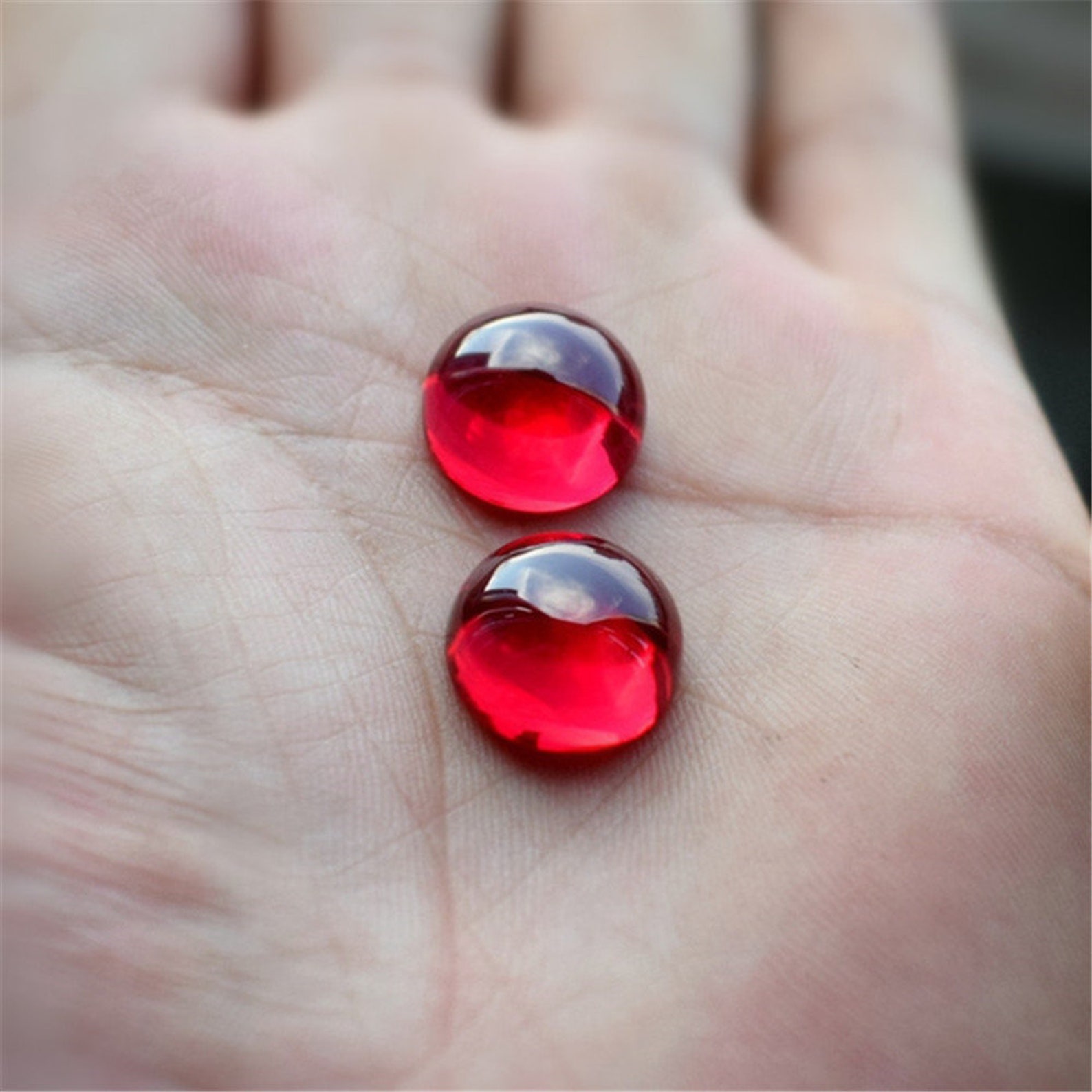 Ruby Round Cabochon Blood-red Smooth Polished Surface Flat | Etsy