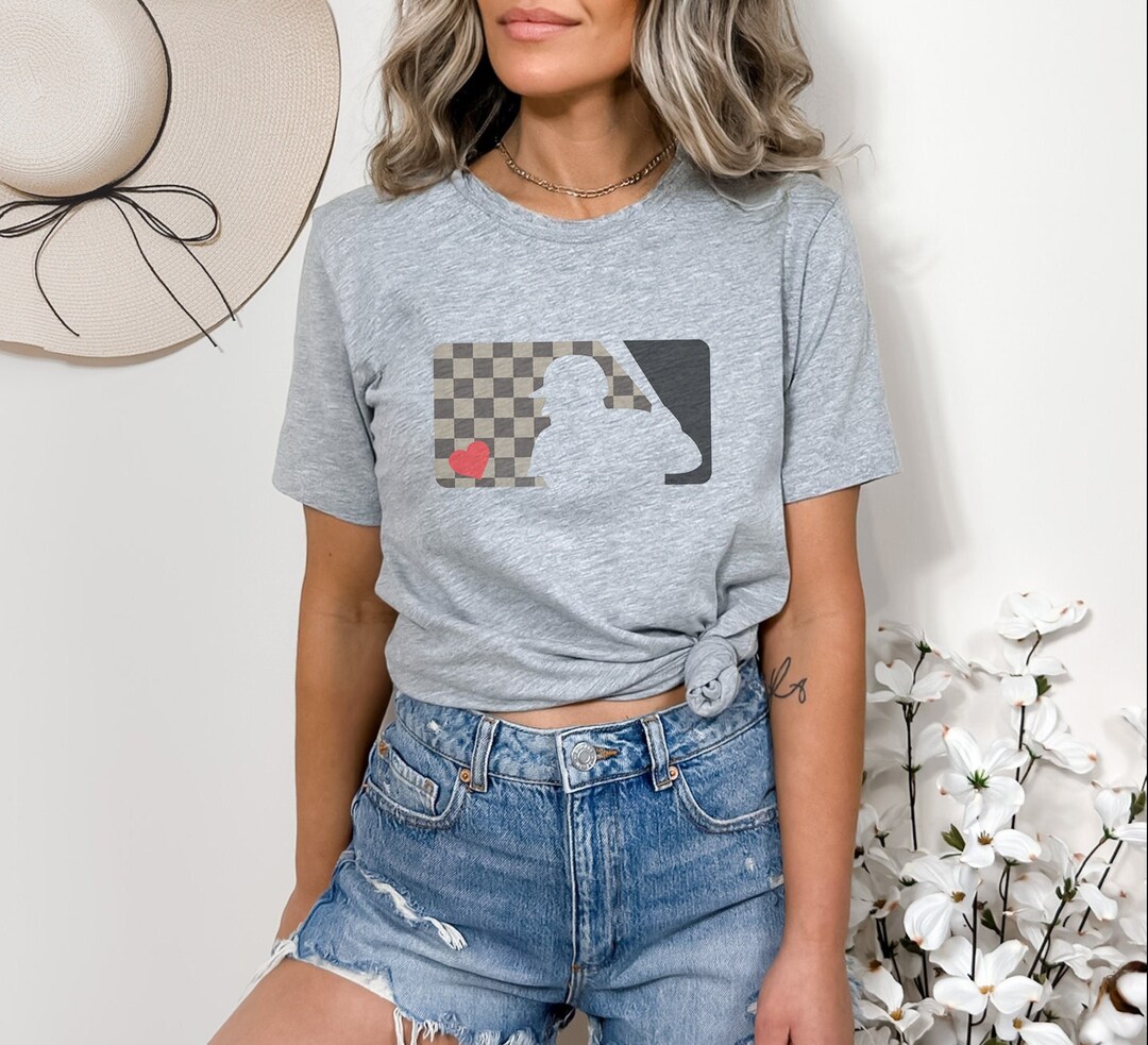 Retro-style Baseball Tee | Checkered Design | Distressed Style, Retro ...