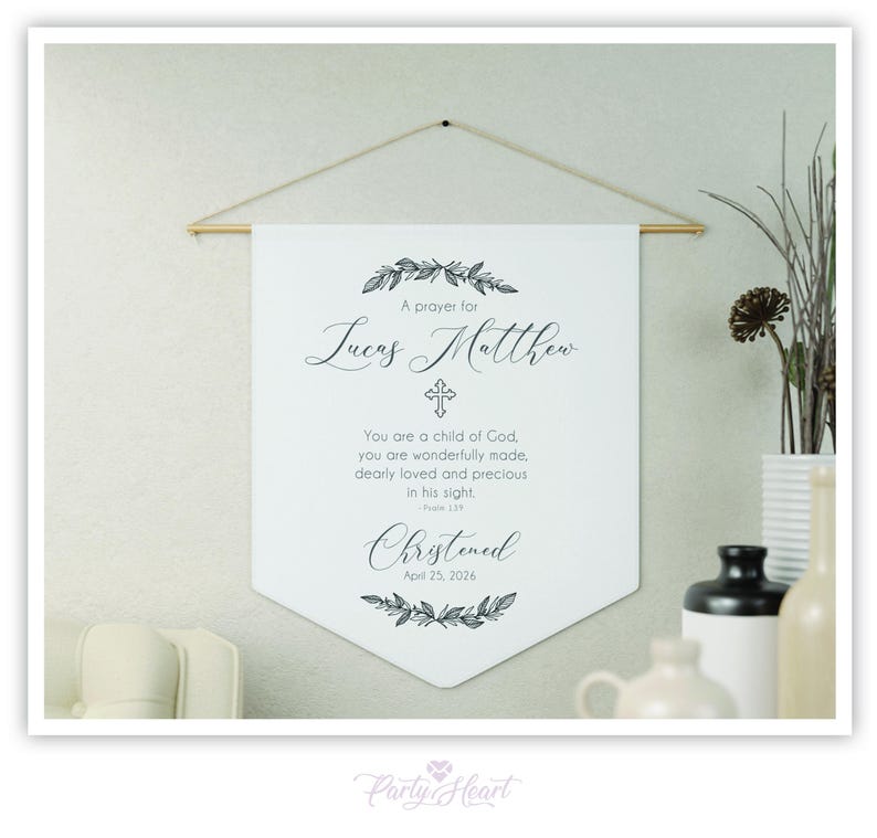 Personalized Christening Pennant Banner, Christening Keepsake, Baptism ...