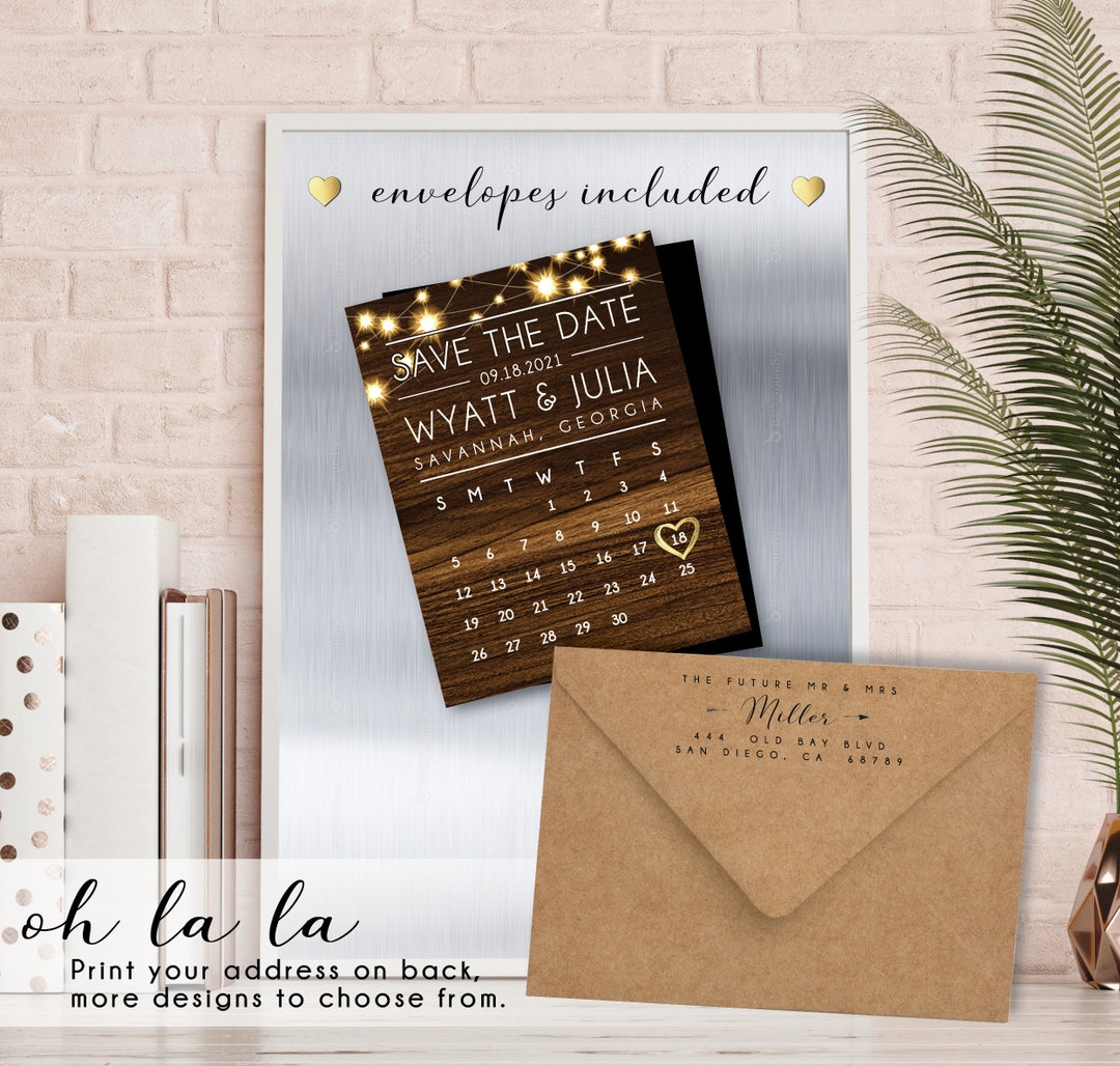 Rustic & Modern Save the Date Calendar Magnets | Envelopes Included ...