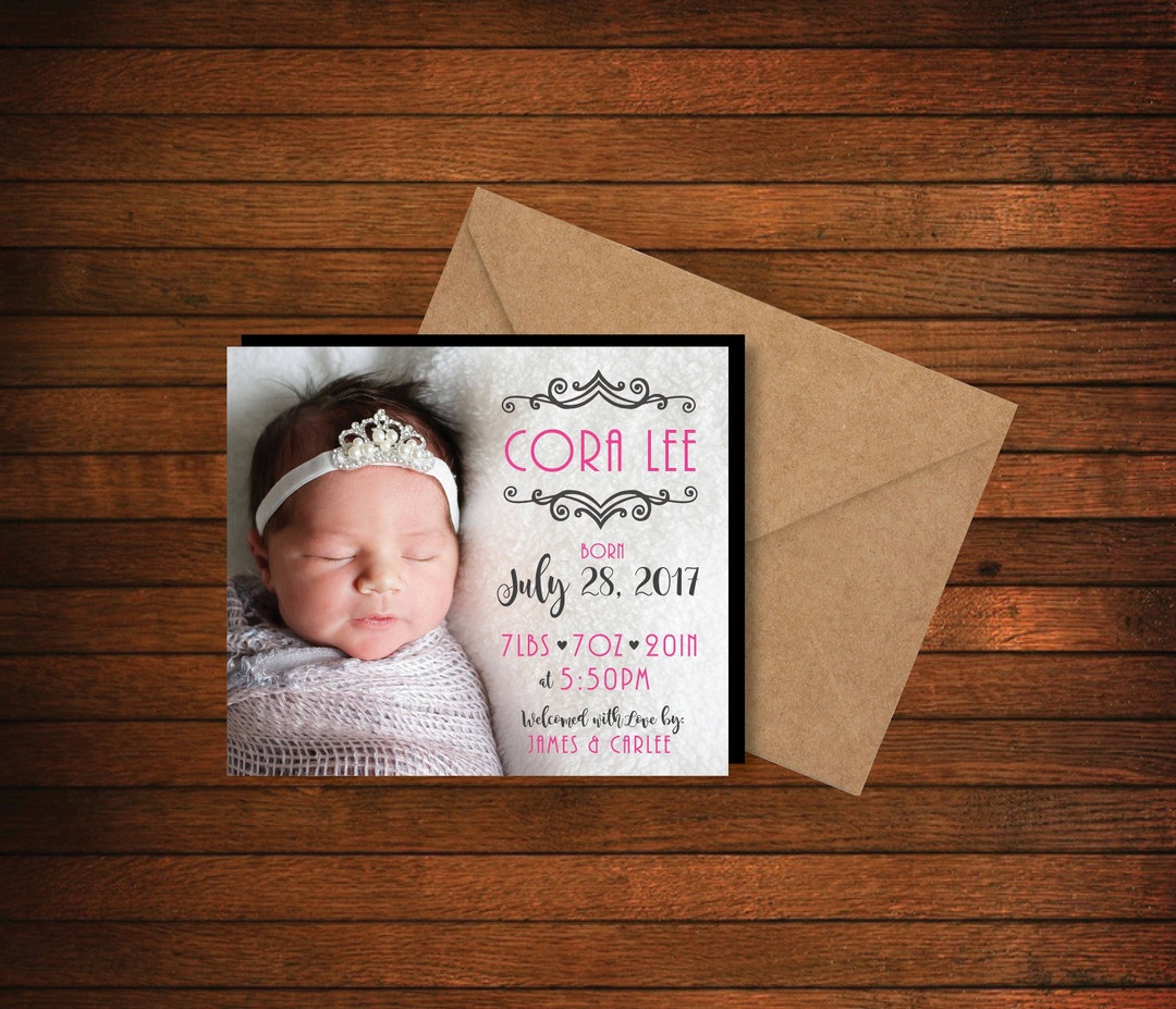 Handmade Photo Newborn Announcement Magnets | Envelopes Included - Etsy