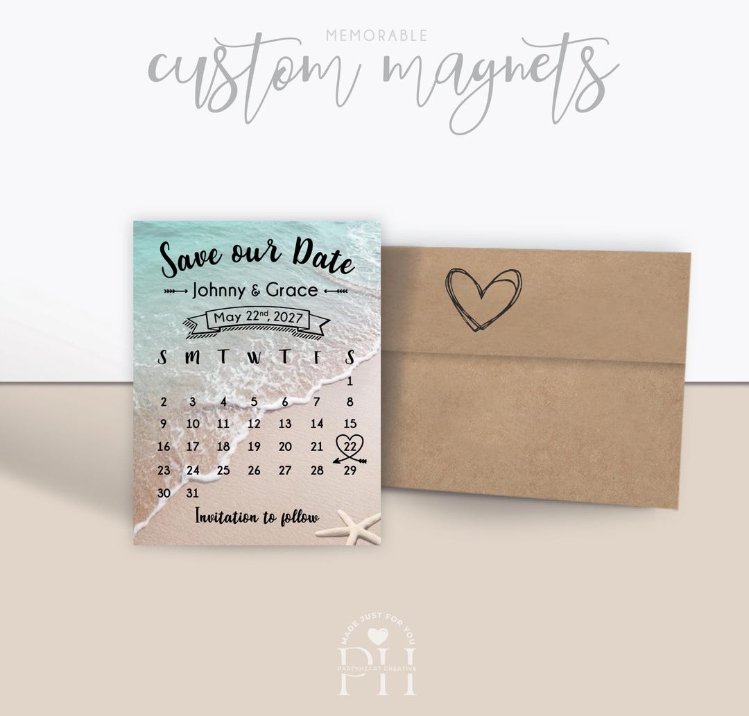 Beach Save the Date Calendar Magnet | Personalized Wedding Favor ...