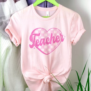 Teacher Retro Checkered Tee, Teacher Gift Idea, Teacher Tee, Checkered ...