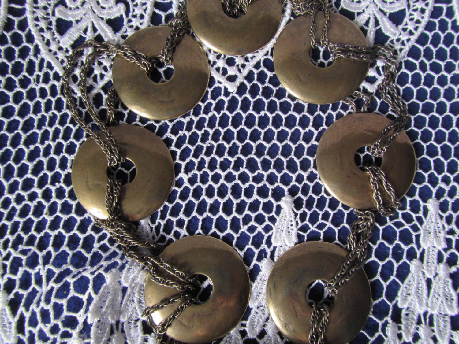 Vintage Antique Brass Chain and Disc Belt With Leather Strip Ends - Etsy