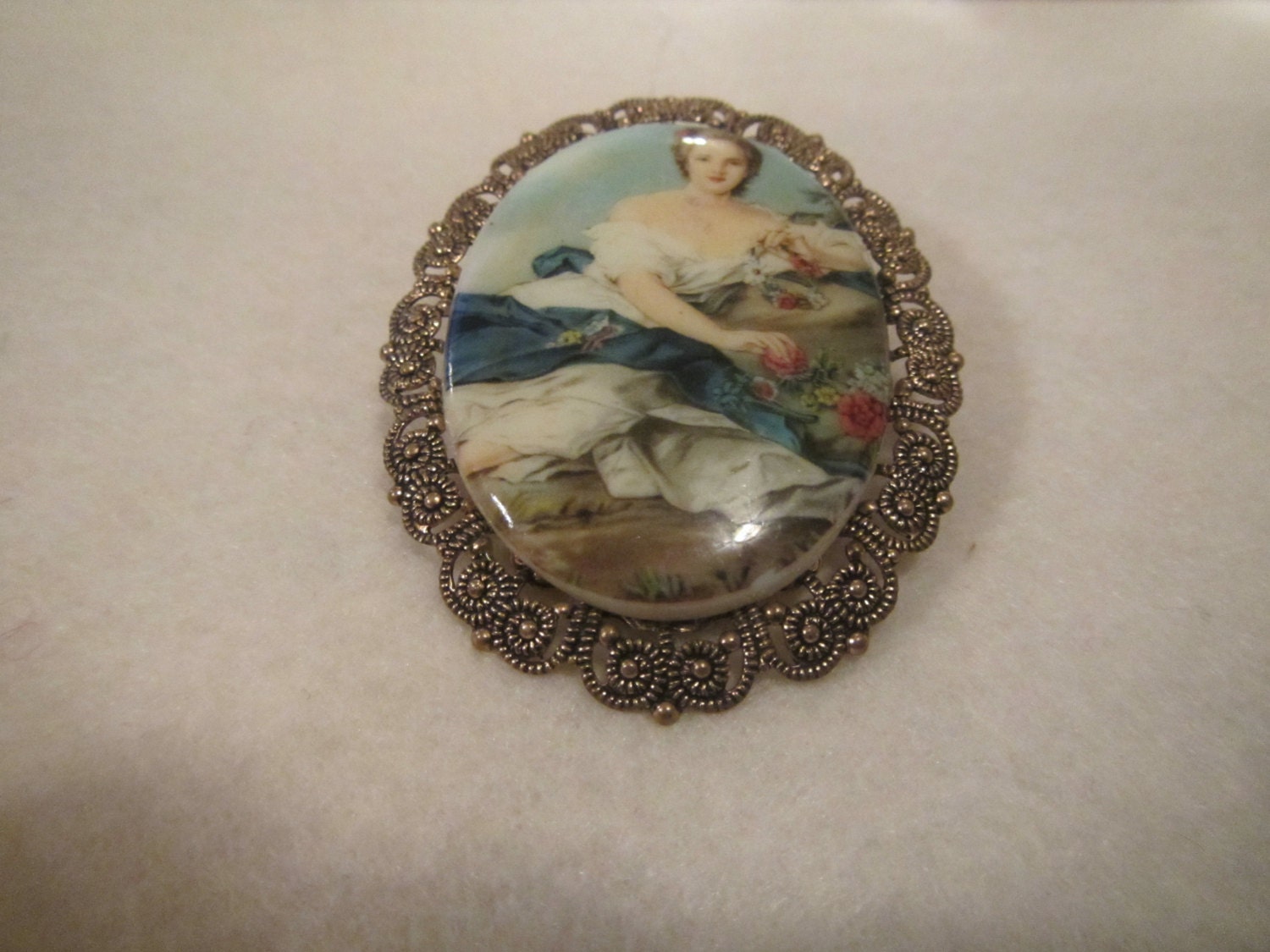 Vintage Stern Germany Ornate Metal Oval Cameo Style Brooch or - Etsy