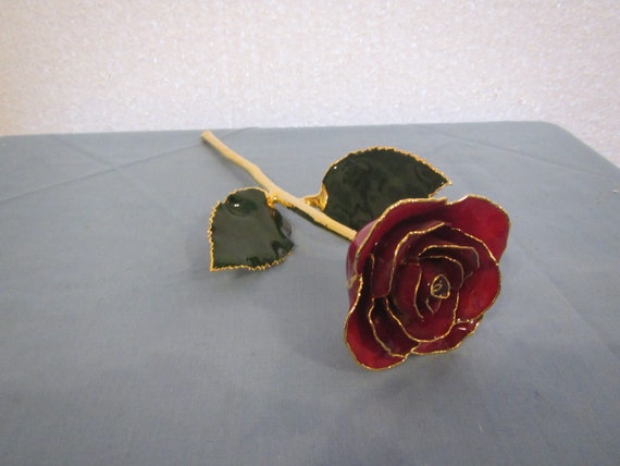 Genuine Rose Preserved in 24k Gold Burgundy in Color Rose | Etsy