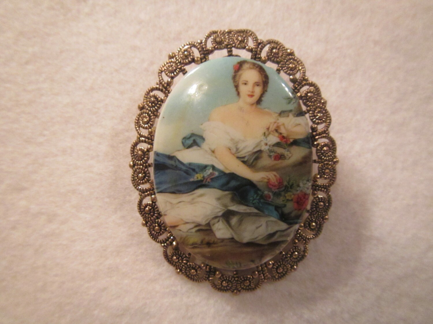 Vintage Stern Germany Ornate Metal Oval Cameo Style Brooch or - Etsy