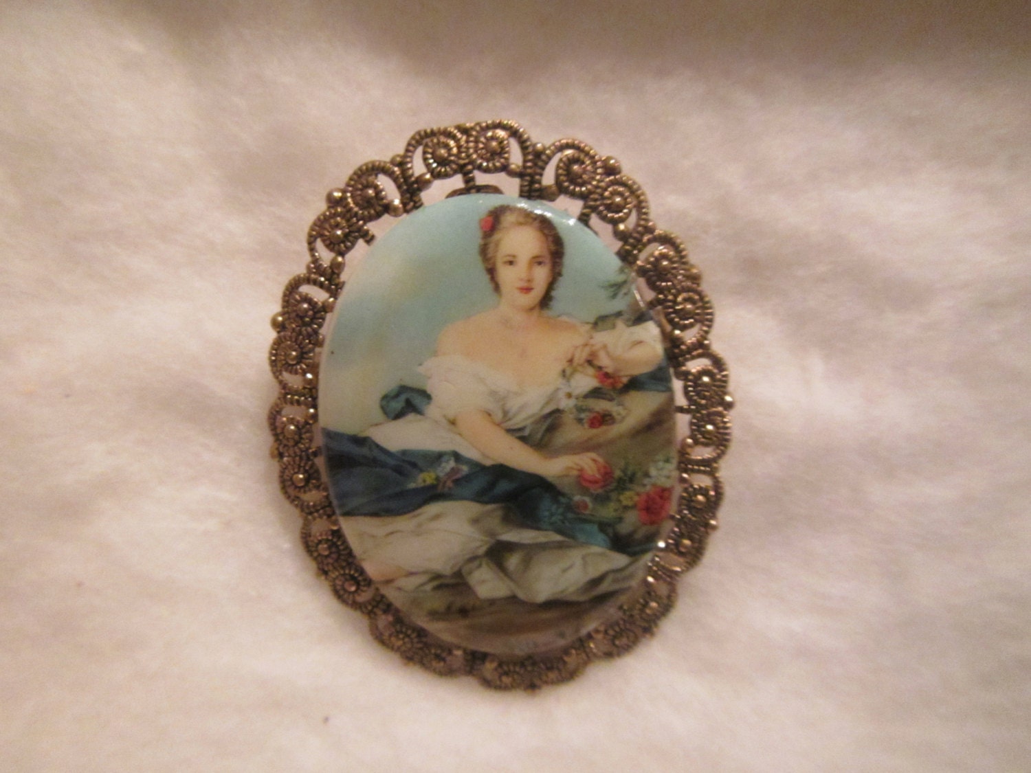 Vintage Stern Germany Ornate Metal Oval Cameo Style Brooch or - Etsy