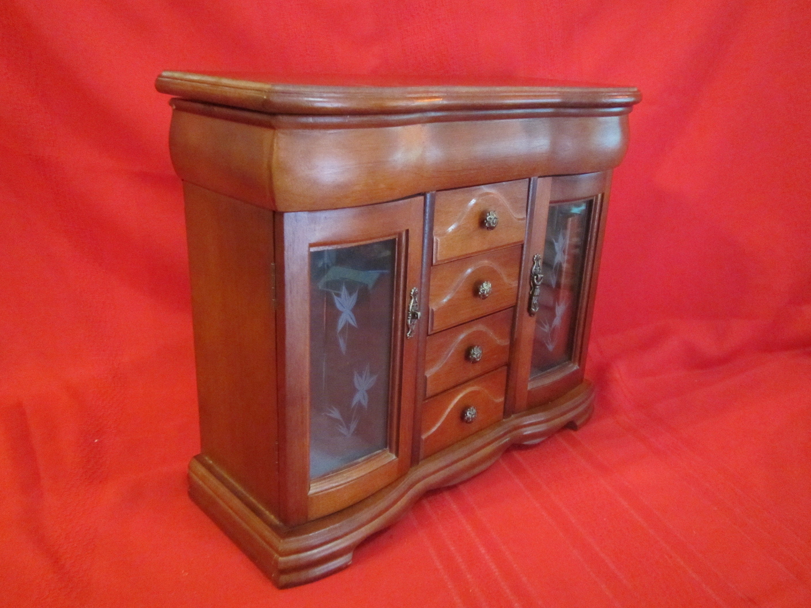 Wood Jewelry Box 4 Drawers 2 Doors for Necklaces and Rings - Etsy