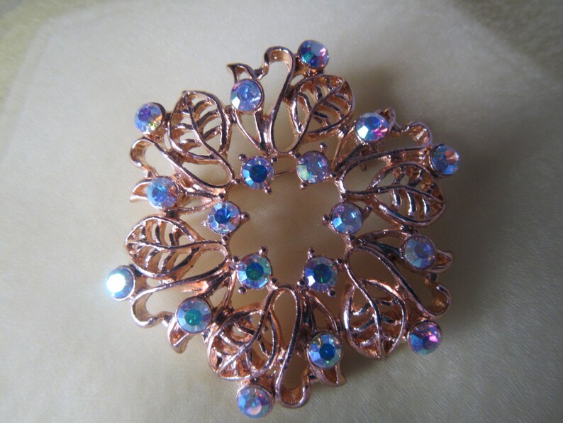 Vintage Gold Tone Star Shaped Pin Brooch With Aurora Borealis - Etsy