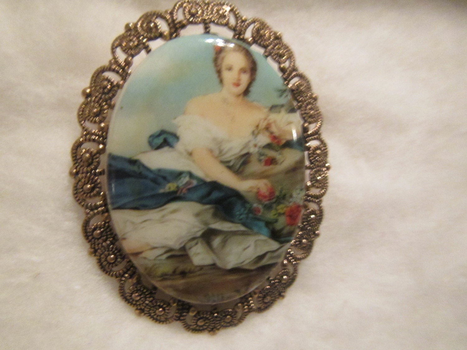 Vintage Stern Germany Ornate Metal Oval Cameo Style Brooch or - Etsy