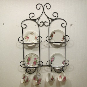 Decorative Metal Tea Cup and Saucer Display, 4 Tea Cup and Saucer ...