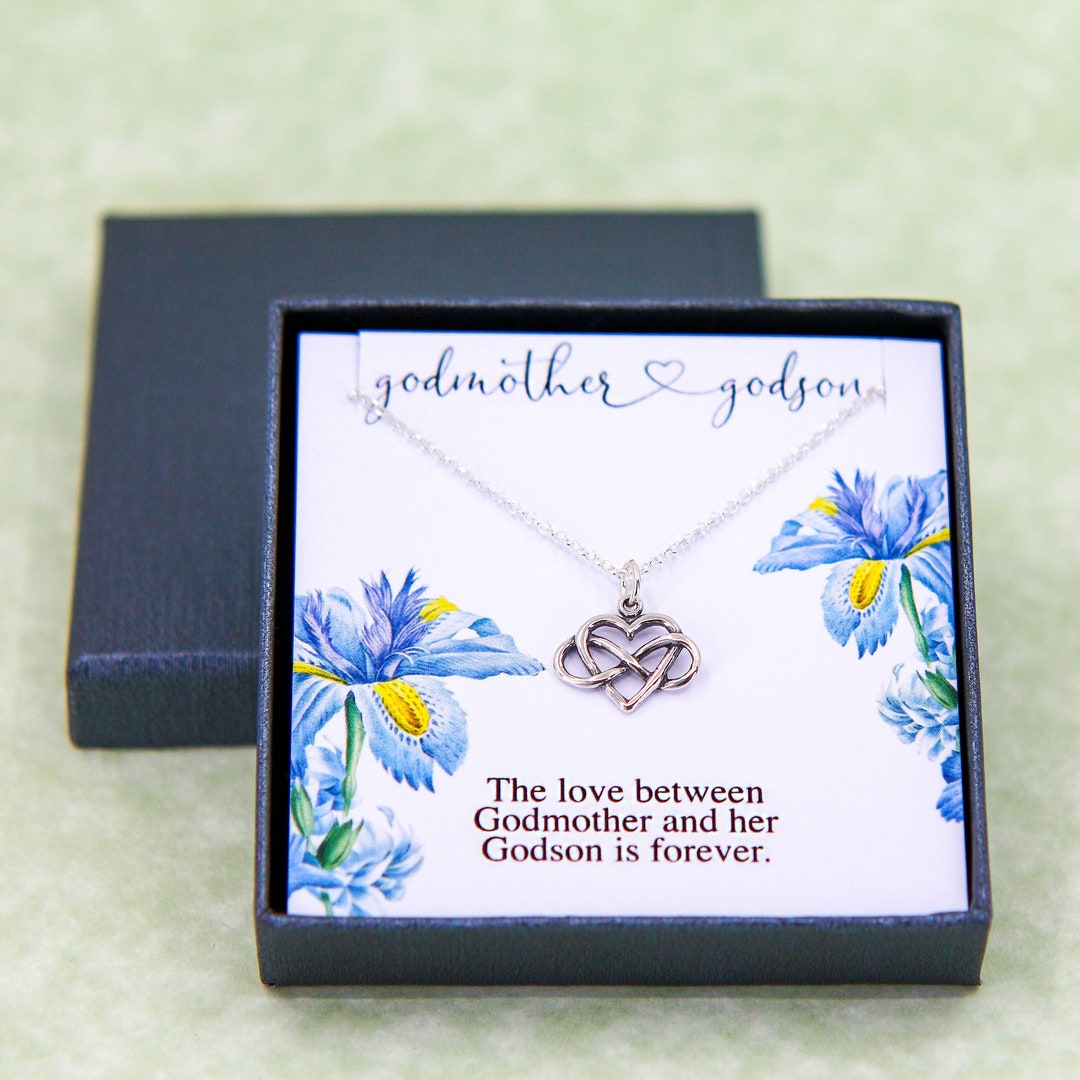Sterling Silver Godmother Necklace, Infinity Heart Charm, Baptism Gift ...