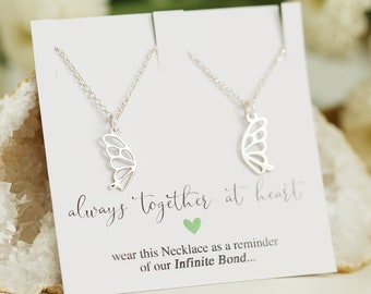 Butterfly Wing Necklace Gold Butterfly Necklace 2 Best Friend Gift Two Butterfly Necklaces Gifts for 2 Friends Two Sister Necklaces Etsy