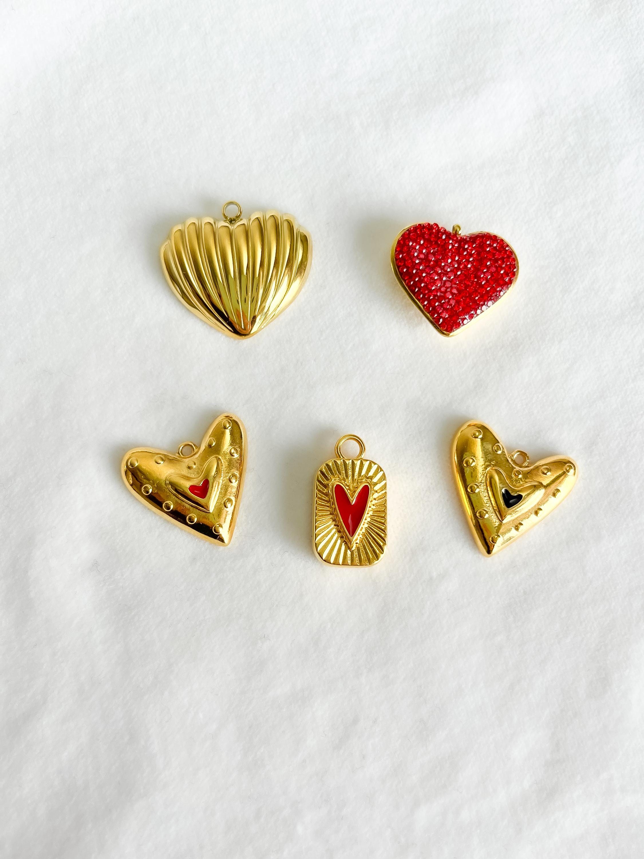 Individual Separate 18k Gold Heart Charms for Carabiner, Necklace ...